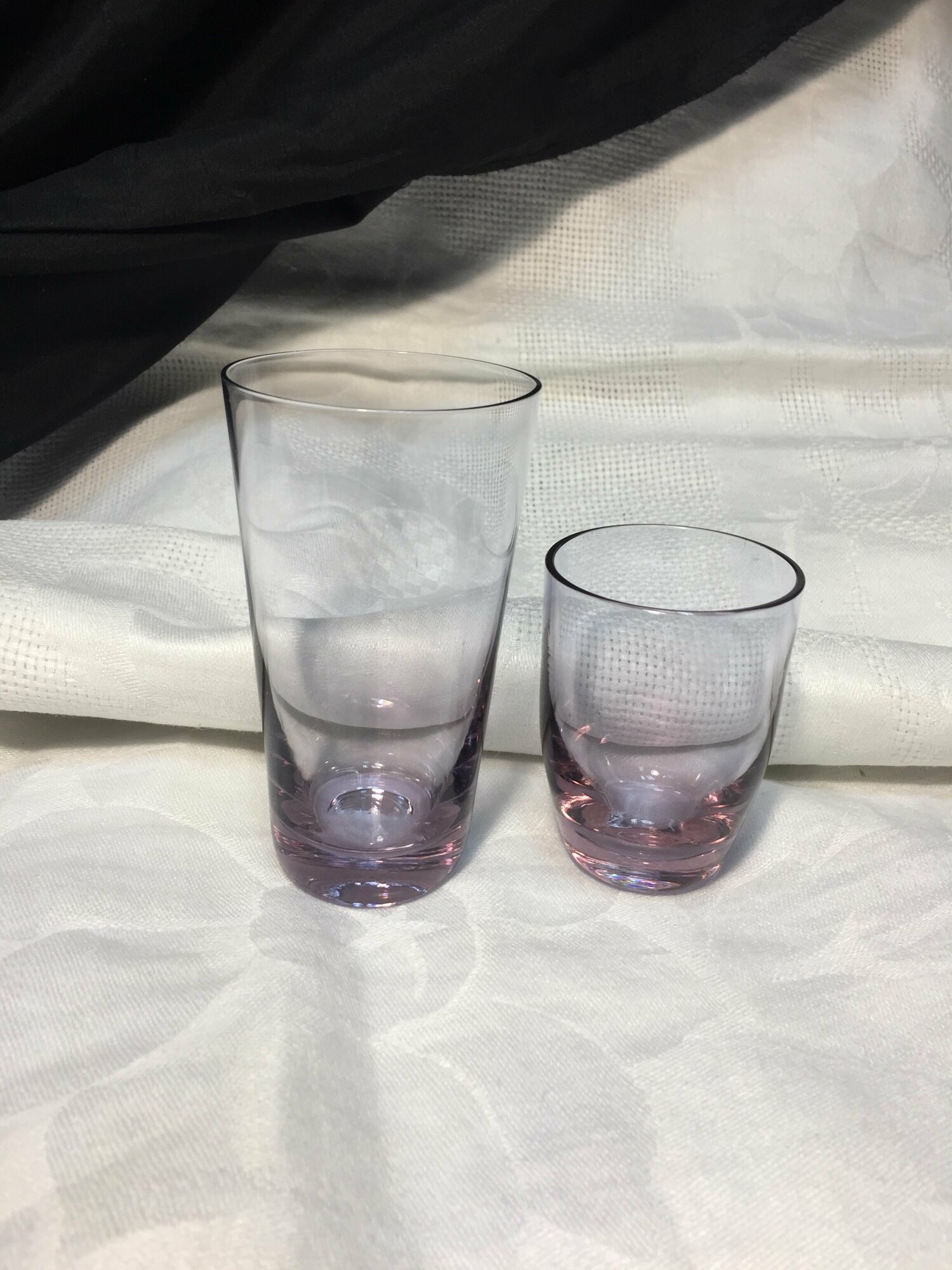 Набор : стакан + рюмка (сиреневое стекло)