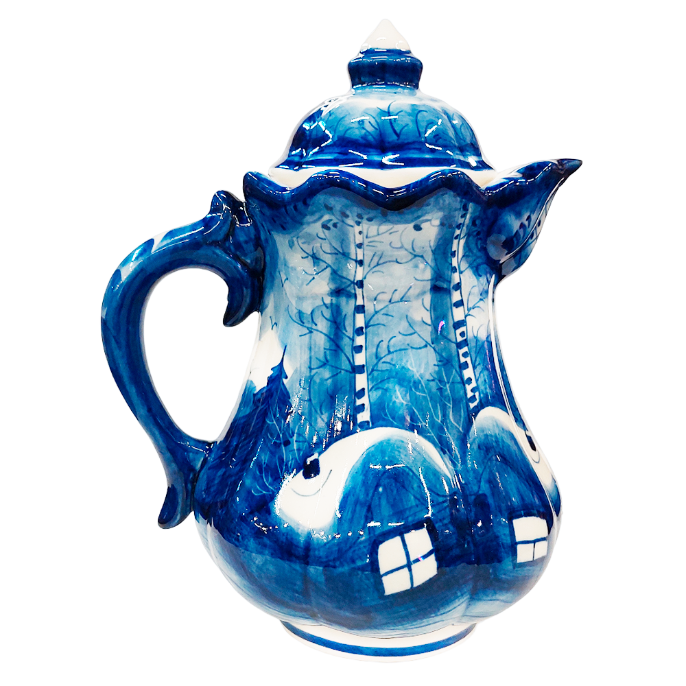 Фарфоровый кувшин ручной работы "Вдохновение", гжель деревенька