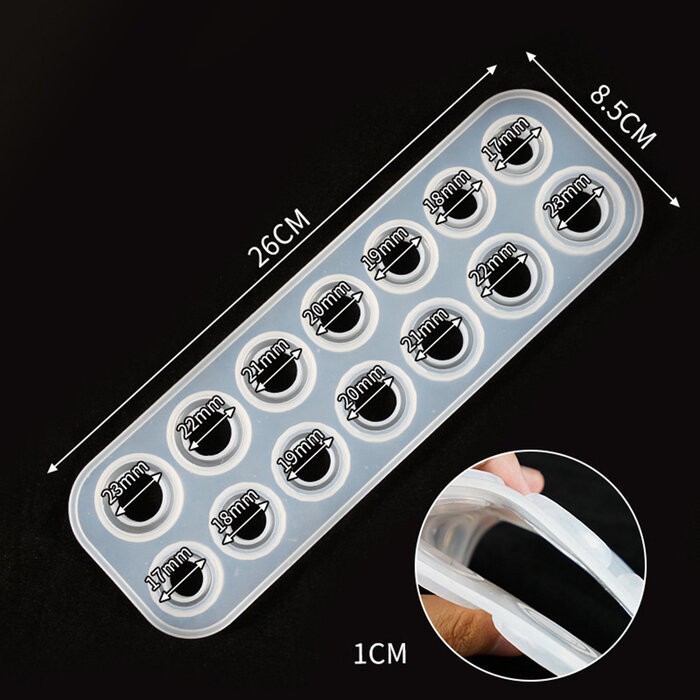 Форма силиконовая универсальная Кольца на 14 колец, 7 размеров от 1,7 см до 2,3 см