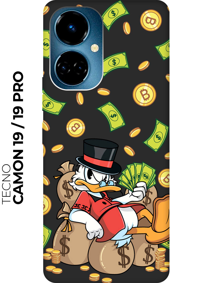 Силиконовый чехол на Tecno Camon 19 / 19 Pro / Техно Камон 19 / 19 Про с рисунком "Rich Scrooge" Soft Touch черный