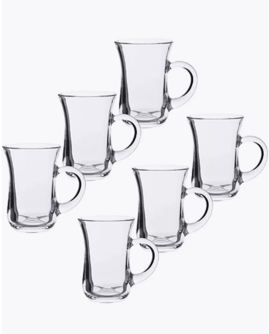 Набор из 6 стаканов х 150 мл. для чая Армуду с ручкой стекло