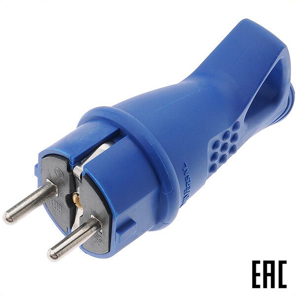 Вилка UNIVersal 3040 евро кабельная с ручкой резиновая синяя IP44 (4 шт. в комплекте)