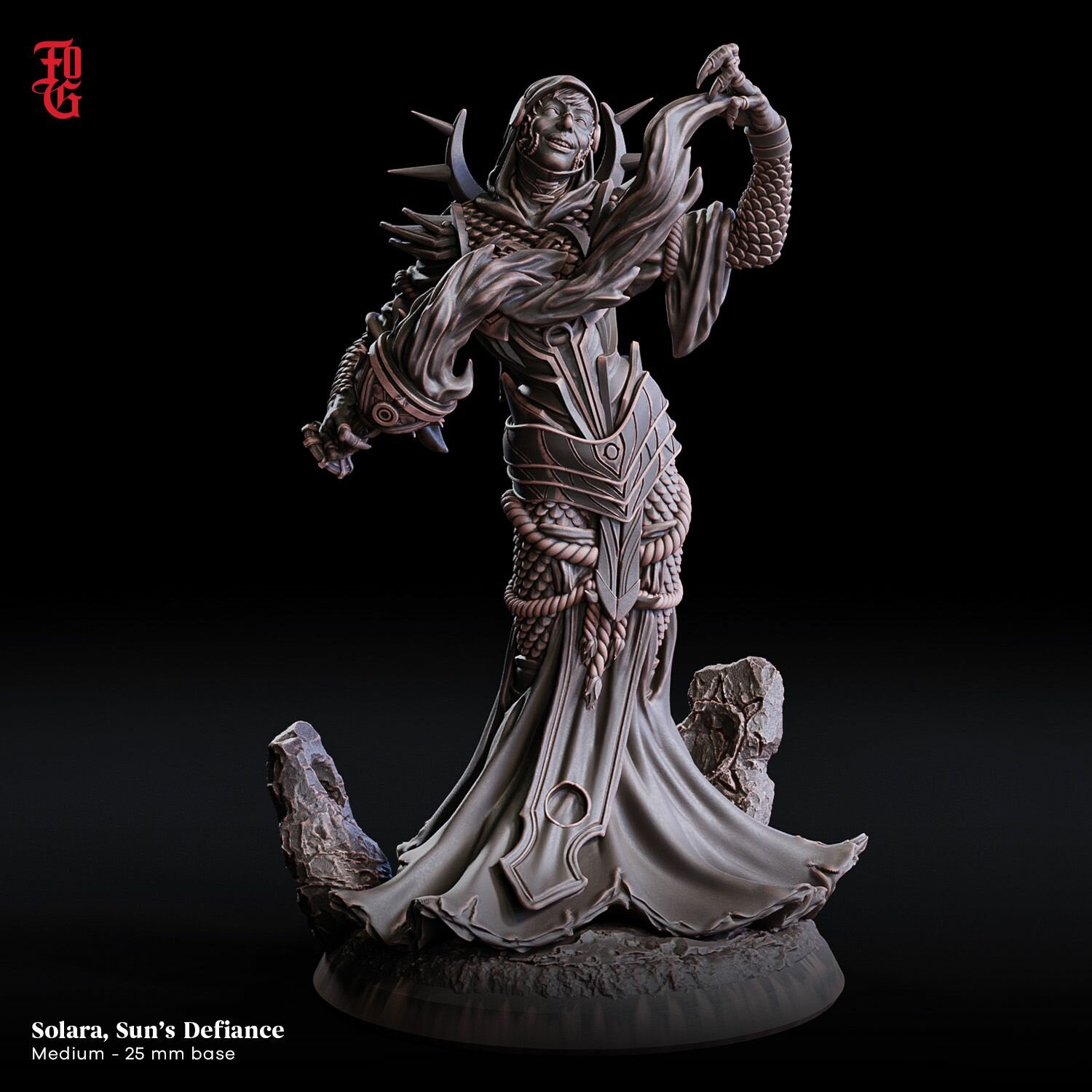 Миниатюра D&D "Солара, Вызов Солнца" масштаб 32 мм (DnD, Dungeons & Dragons, ДнД, Подземелья и Драконы, Pathfinder)