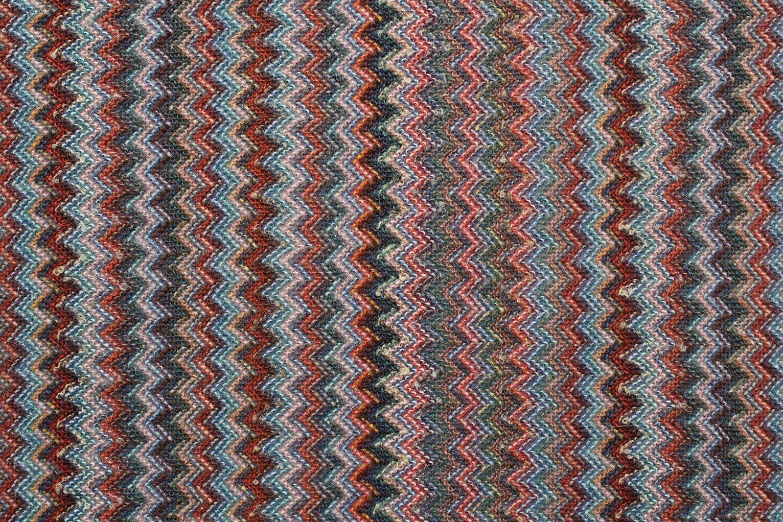 Ткань Джерси Missoni сине-коричневое с узором зигзаг, ш134см, 0,5 м