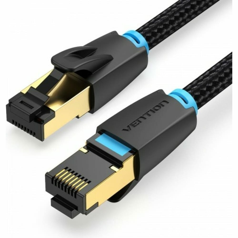 Прямой патч-корд VENTION SFTP cat.8 RJ45 - 5м. Черный Тканевая оплетка IKGBJ, 1 г, защищенная