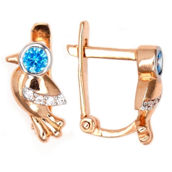Серьги, красное золото, 585 проба, фианит