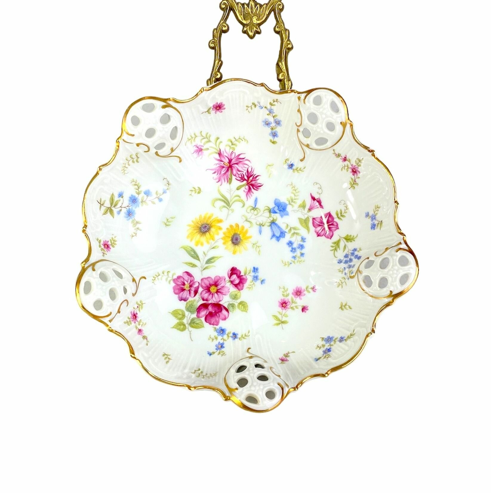 Блюдо винтажное на ножках, фарфор, Мольере. Германия