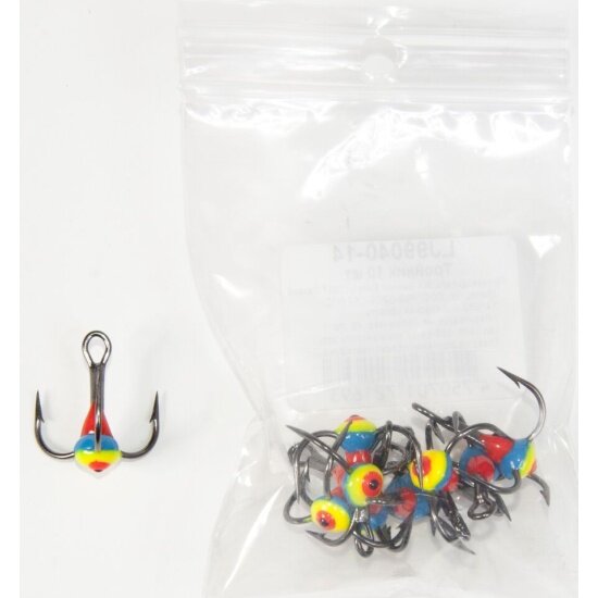 Крючок-тройник Lucky John с каплейразмер 008, цвет 14