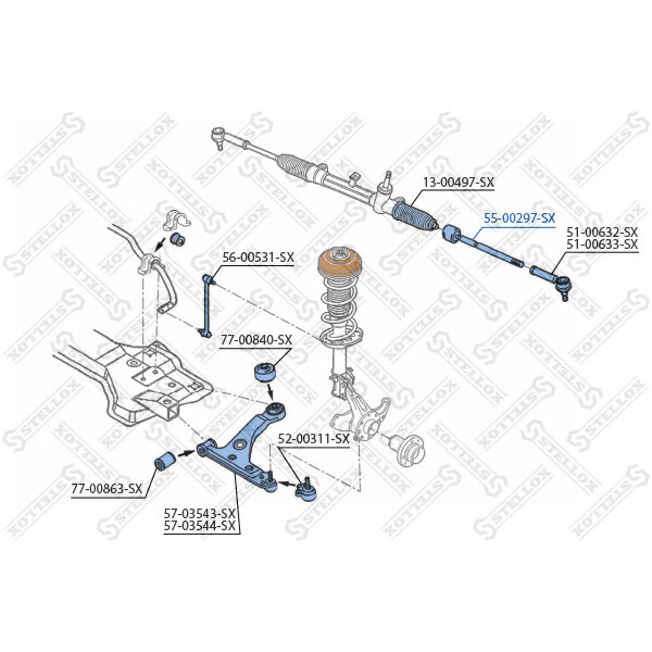 Тяга рулевая передняя левая правая для автомобиля Vauxhall GM Opel Fiat, STELLOX 55-00297-SX (1 шт.)