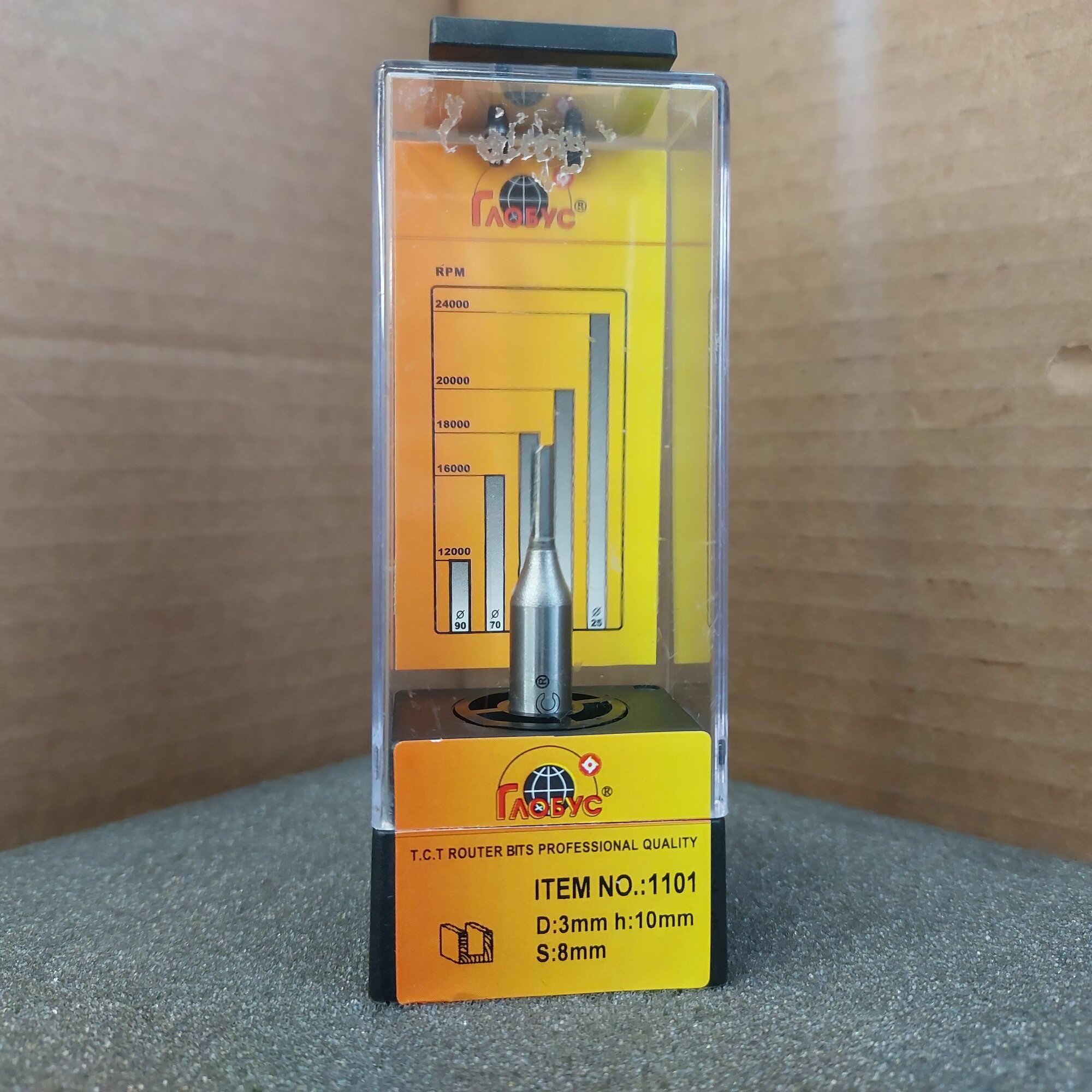 Фреза пазовая монолитная D:3mm Глобус 1101 Z:2 I:10mm d:8mm