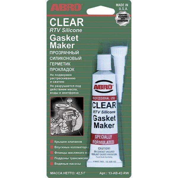Автохимия ABRO Герметик прокладок прозрачный 42,5г. 13-AB-42-RW