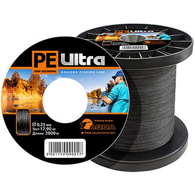 Плетеный шнур для рыбалки PE ULTRA Black 0,25mm 3000m