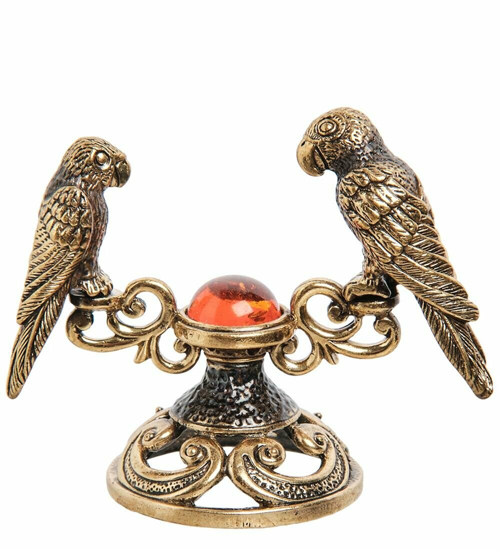 Фигурка Попугаи Лоро парк (латунь, янтарь) A2163816 Народные промыслы, бронзовый