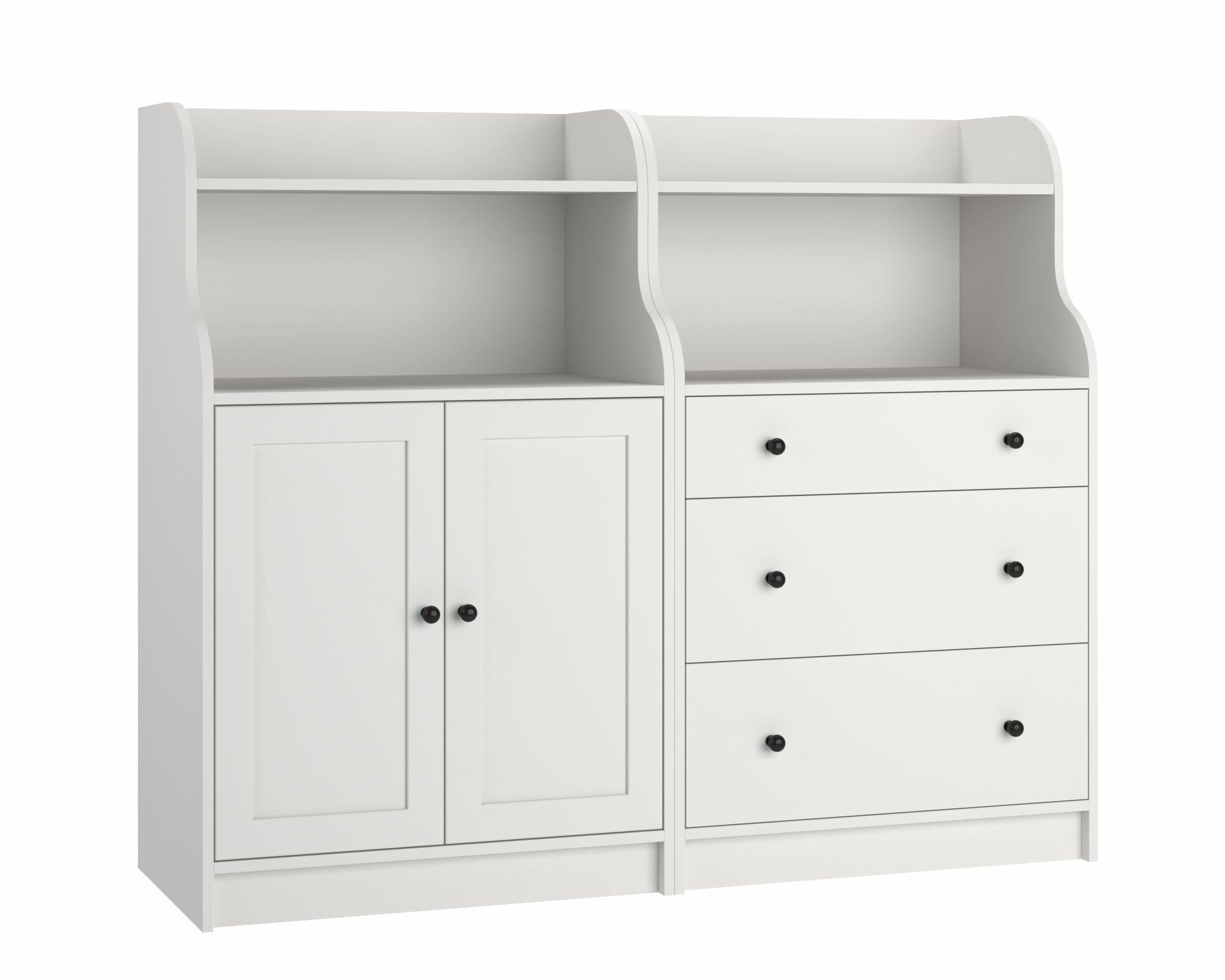 Комод с ящиками и полками "Хауга Белый 3" 140х116х46