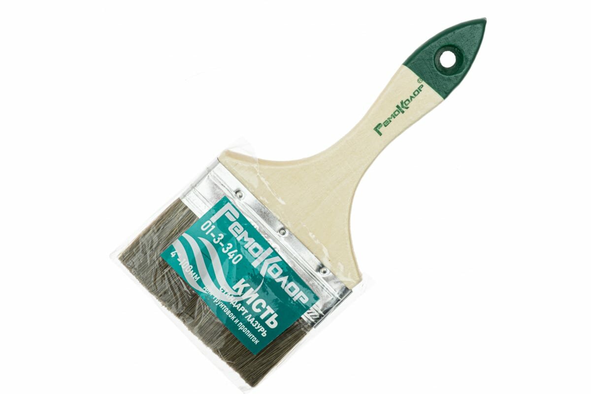 РемоКолор Кисть плоская Стандарт Лазурь 4x100 мм 01-3-340 для окраски изделий