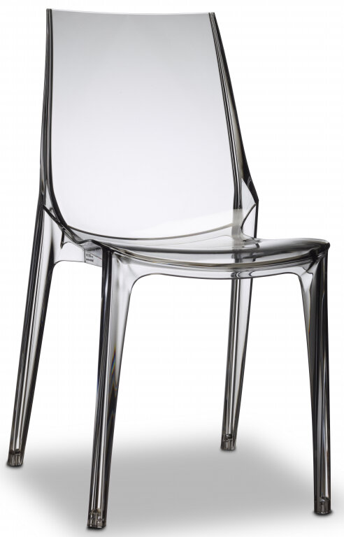 Стул прозрачный Vanity Nardi серый, прозрачный, пластик, твердое сиденье, без подлокотников