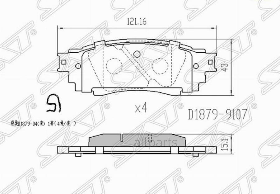 SAT ST-04466-33220 Колодки тормозные (Сзади) Lexus RX 15-22 / Toyota Camry 14-22