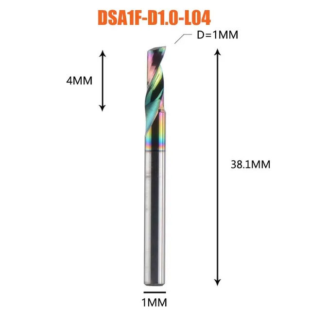 Dreanique однозаходная фреза по алюминию (1x4x38x3.175 покрытие DLC) DSA1F-D1.0-L04 39702