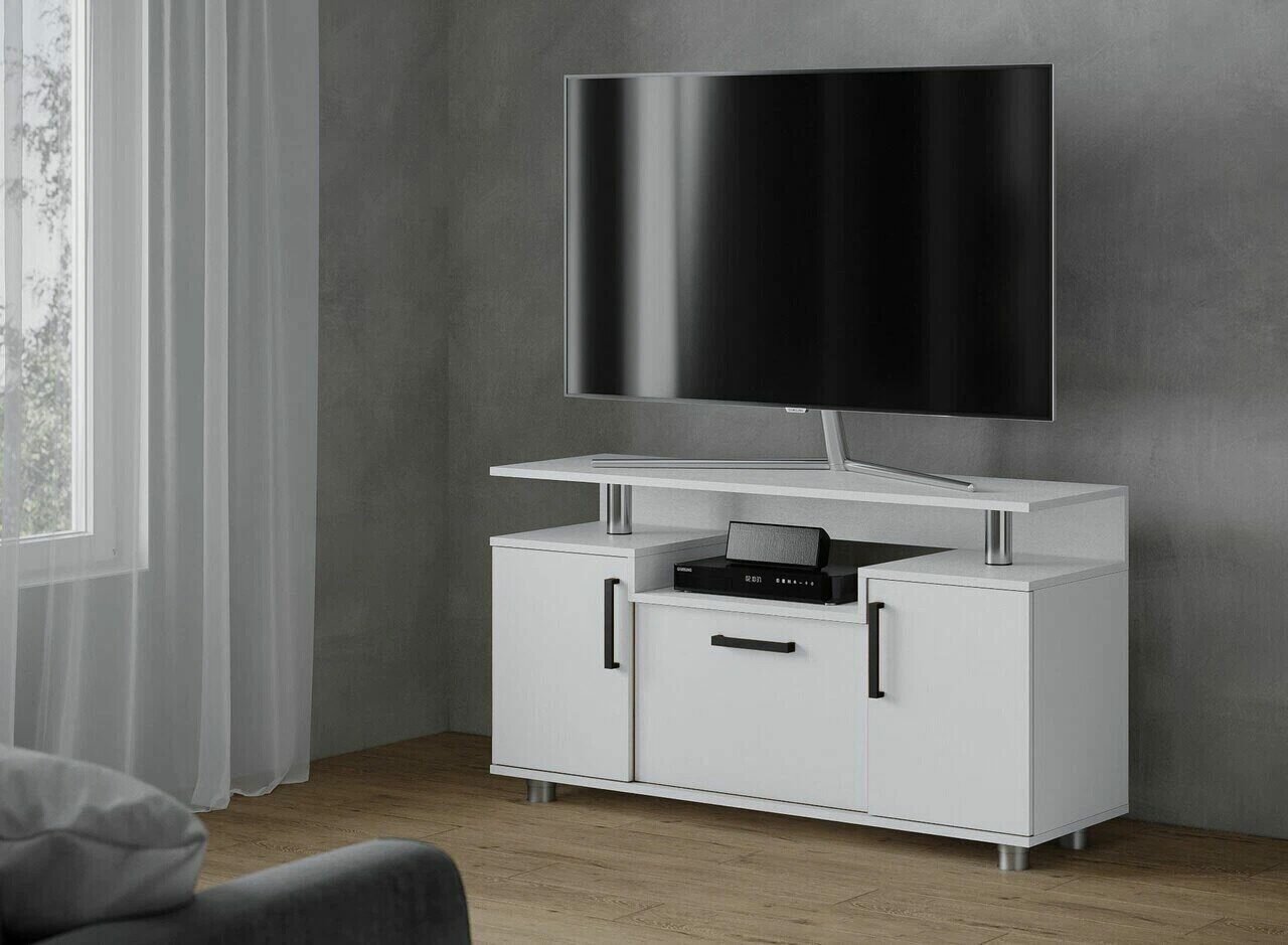 Тумба под телевизор ТВ 003-С, с ящиками, белый (1200х380х660)