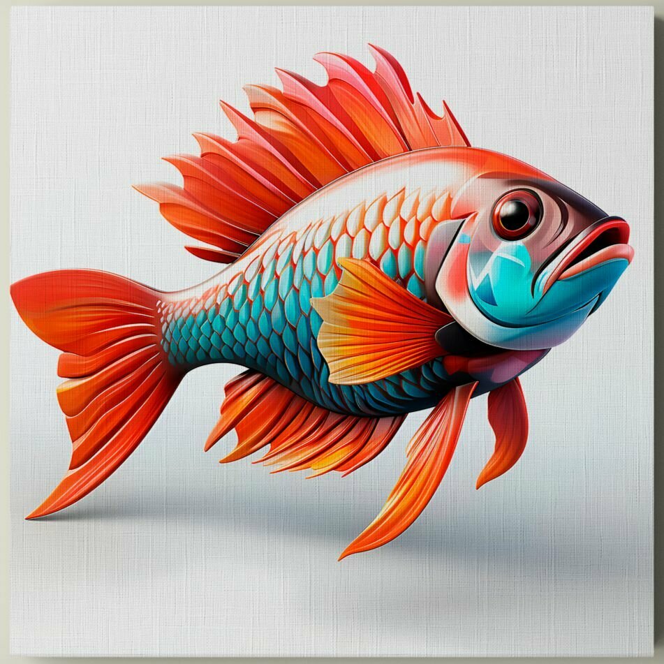 Картина для интерьера 45 х 45 см. Рыбка