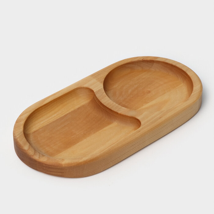 Поднос для подачи, 21×11×2 см, два отделения, берёза, 10582095