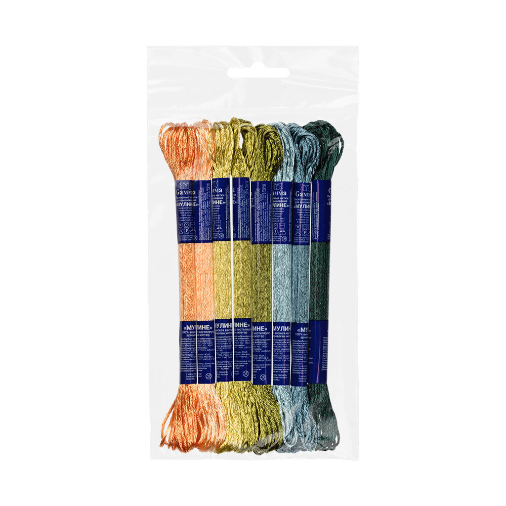Набор ниток мулине "Gamma" VM-08 100% вискоза 8 шт 8 м №07 Эпоха модерна