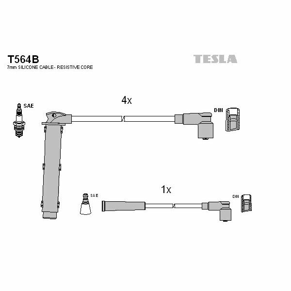 Комплект высоковольтных проводов для автомобиля, TESLA T564B (1 шт.)