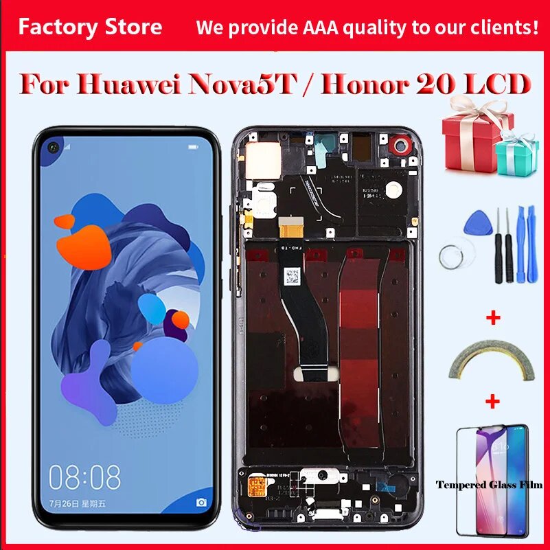 2340*1080 IPS Оригинальный ЖК-дисплей для Honor 20 ЖК-дисплей экран для Nova 5T ЖК-дисплей сборка YAL-L61 YAL-L21 YAL-L71 LCD No Frame