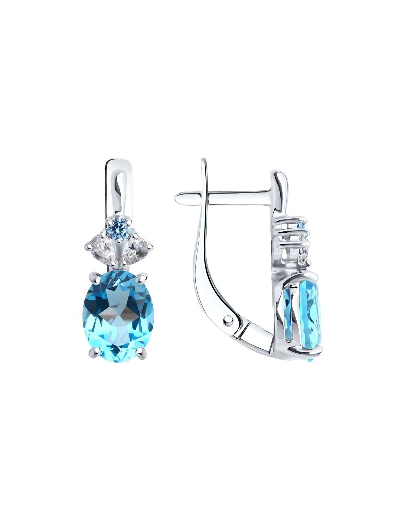 Серьги, серебро, 925 проба, родирование, топаз