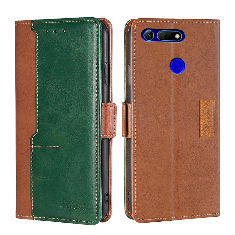 Чехол-книжка MyPads для Honor V20 (View 20) / Хонор Вью 20, смешать два цвета (зеленый + коричневый)