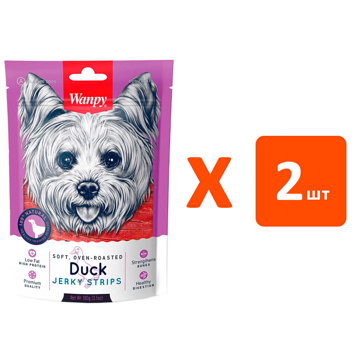 Лакомство WANPY DOG для собак соломка утиная (100 гр х 2 шт)