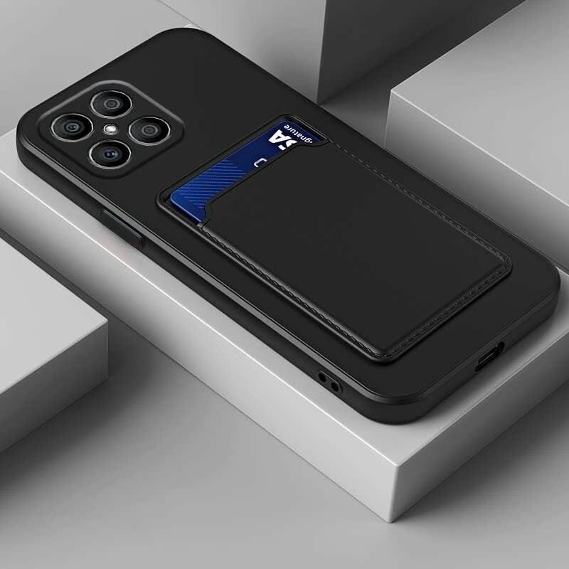 Чехол на Honor X8 4G силиконовый с отделением для карт Soft Touch чёрный