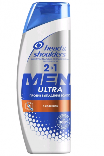 Head & Shoulders Men Ultra - Против Выпадения Волос 2 В 1 Шампунь и бальзам-ополаскиватель против перхоти "с кофеином" 400 мл.