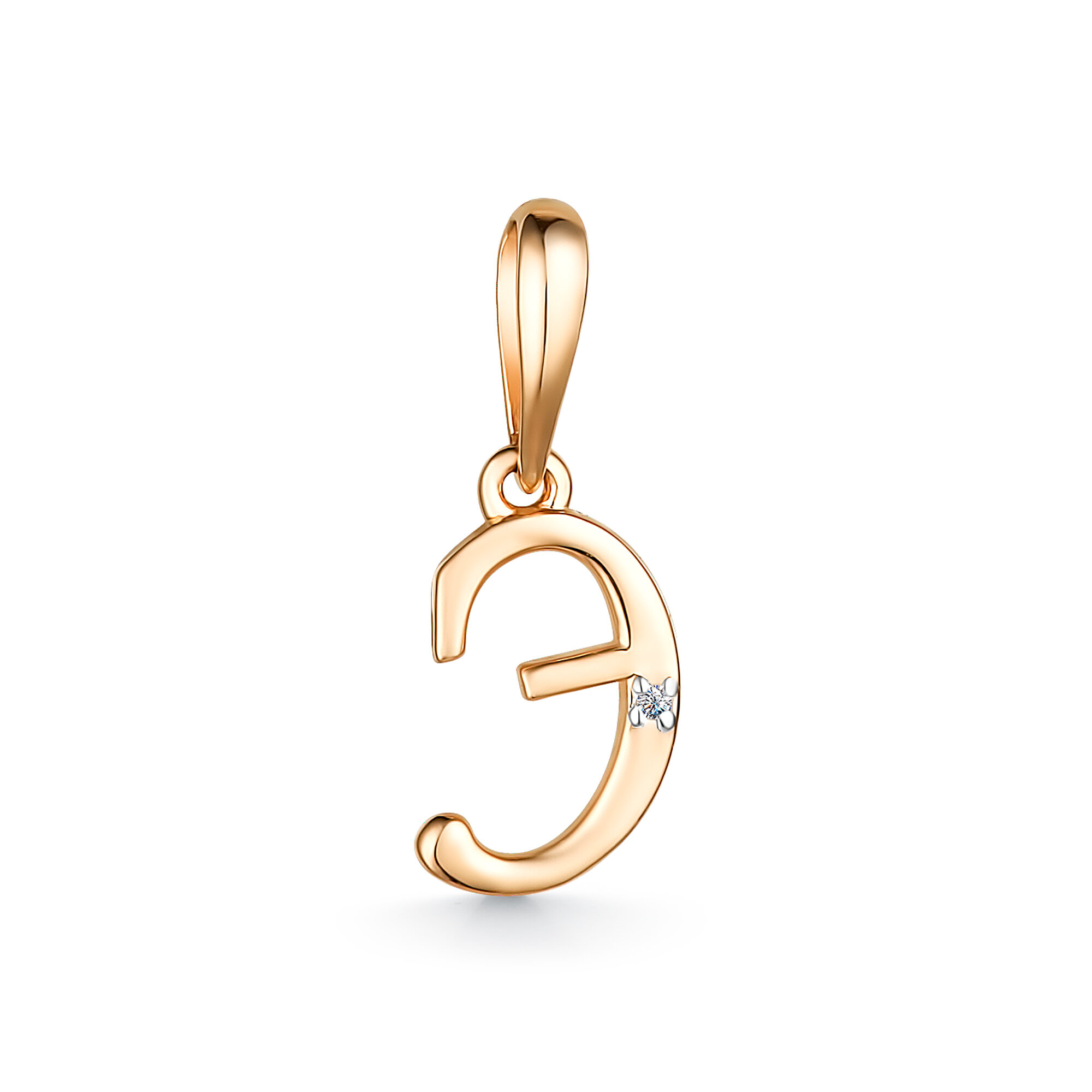 Подвеска, красное золото, 585 проба, бриллиант