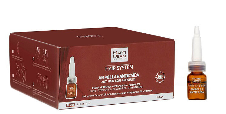 MartiDerm Эмульсия против выпадения волос Hair System Ampollas Anticaida 14 шт по 3 мл