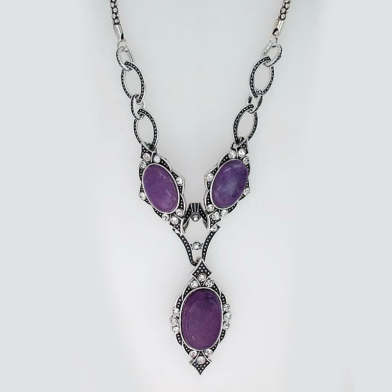 Колье, стекло, аметист
