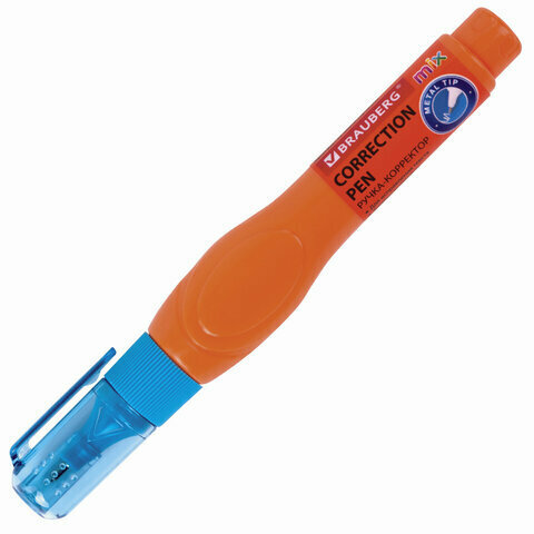 Ручка-корректор BRAUBERG MIX, 9 мл, 1шт, металлический наконечник, ассорти, 229075