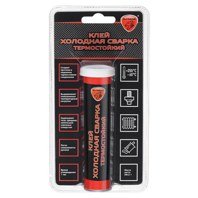 Клей-холодная сварка ELTRANS термостойкий 58гр
