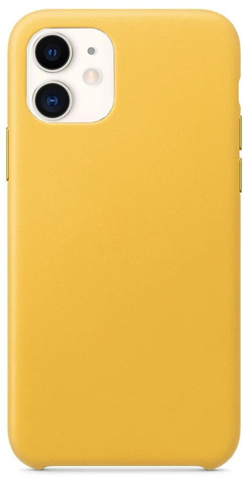 Чехол для iPhone 11, Leather Case без Logo, Искусственная кожа, Желтый
