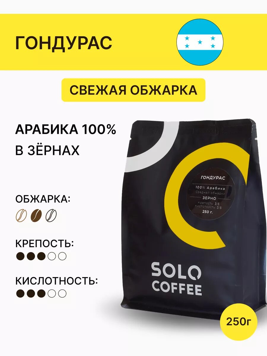 Кофе в зёрнах Гондурас, 250 г, свежая обжарка
