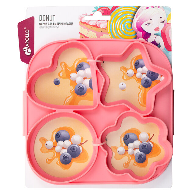 Форма APOLLO Donut для выпечки оладий 4 ячейки силикон