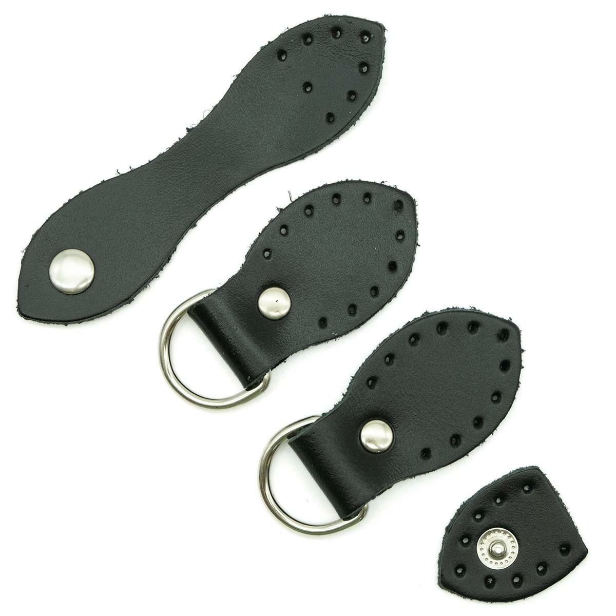 Фурнитура для сумок Галерея Застежка 2,5х10,1 см, 2 петельки 3х5,5 см, 100% кожа, цвет 80, черный, 1402