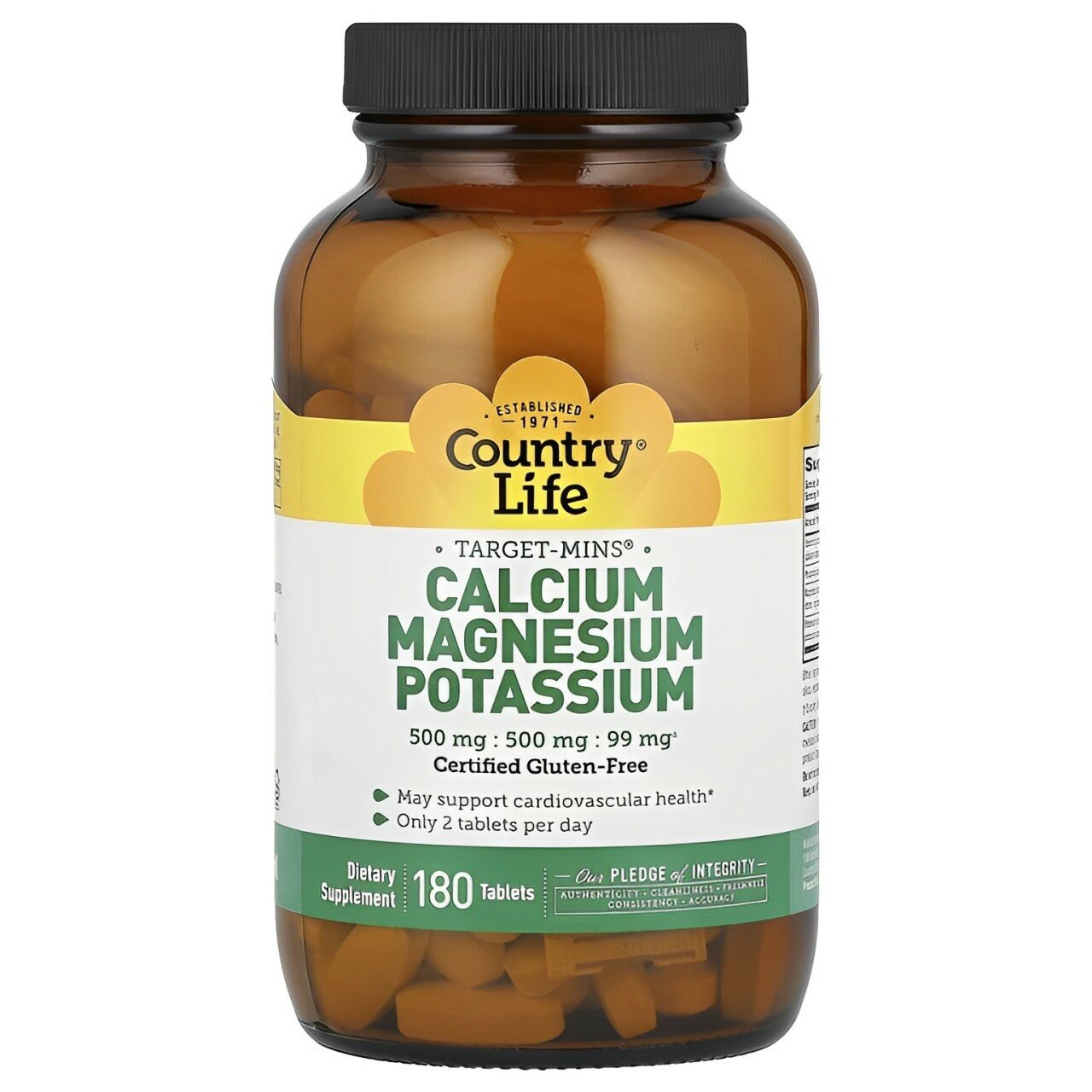 Country Life, Target-Mins, кальций, магний и калий, 180 таблеток