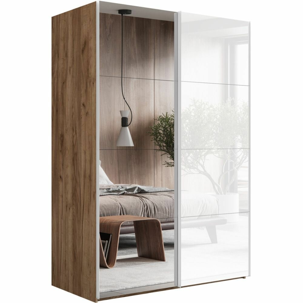 Шкаф-купе Эста 1,6, 2,2м зерк/бел стекло