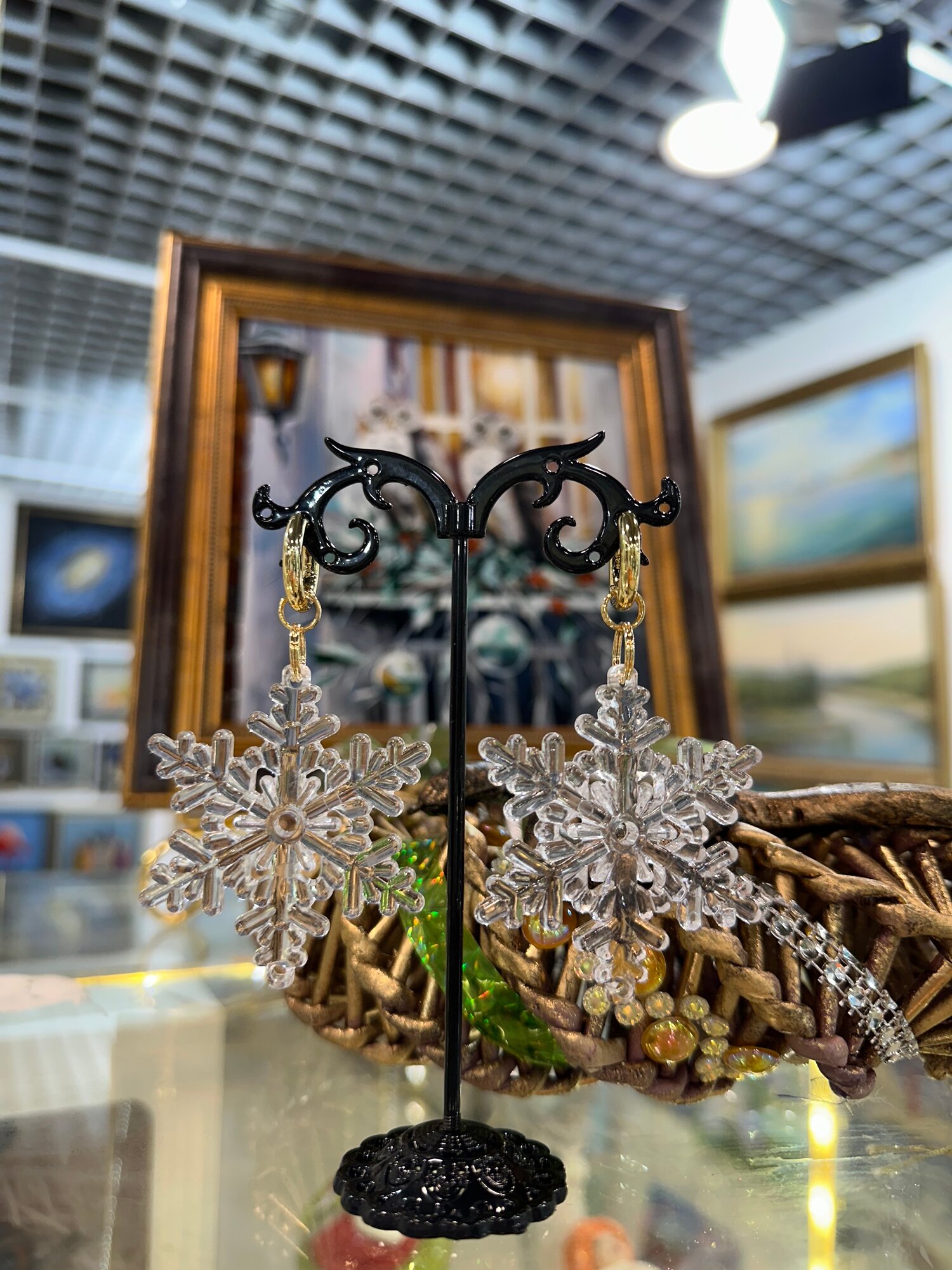 Серьги конго, с подвесками Jewellery by Marina Orlova, акрил, размер 75 мм, золотистый — фото 1