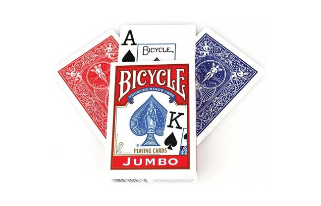 Карты для покера Bicycle Rider Back International Jumbo Index Red пласт. покрытие, красные, 54 штуки