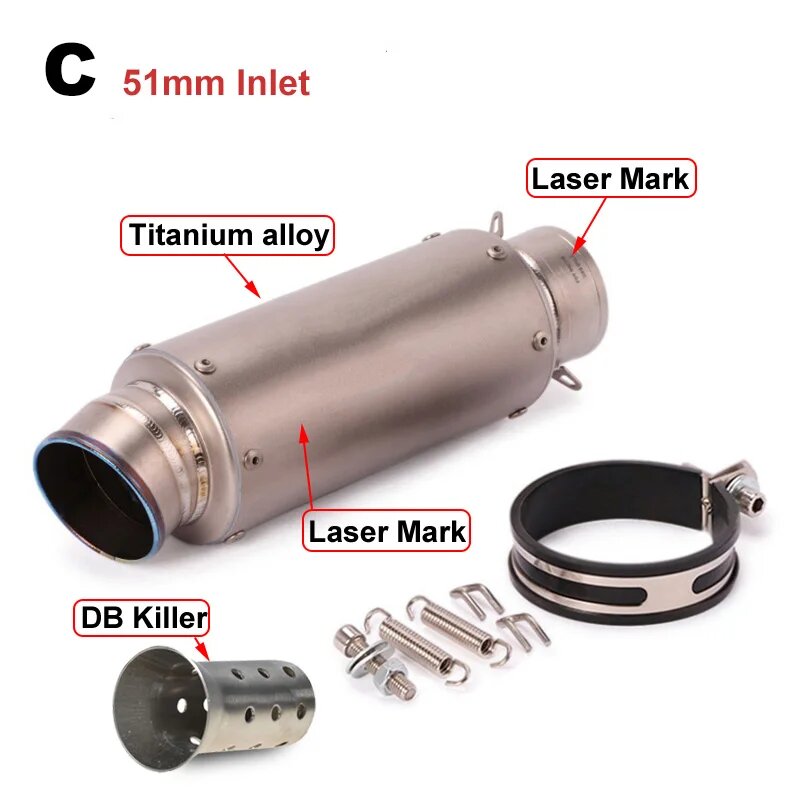 51 мм 60 мм мотоциклетный глушитель из углеродного волокна, титановый Escape Moto DB Killer, зажим, шарф для Yamaha R6 S1000RR Z900 NMAX R3