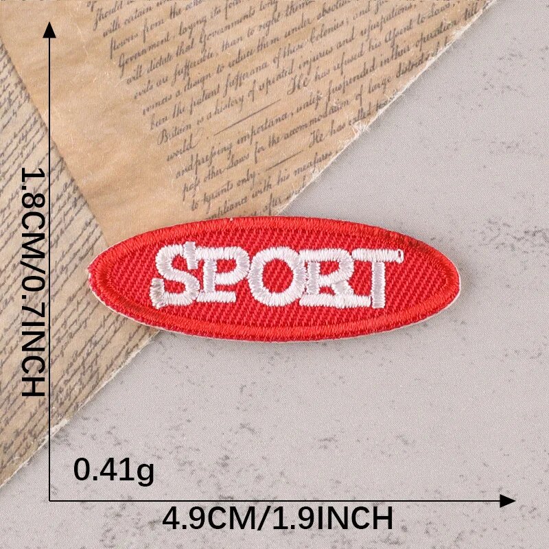 Нашивка с вышивкой алфавита 2*5см Красный, Красный