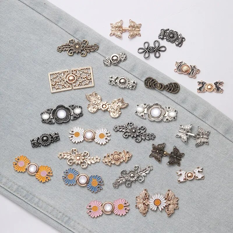 Комплект брошей для затягивания талии из сплава Серебряный, 4 Pairs, Random