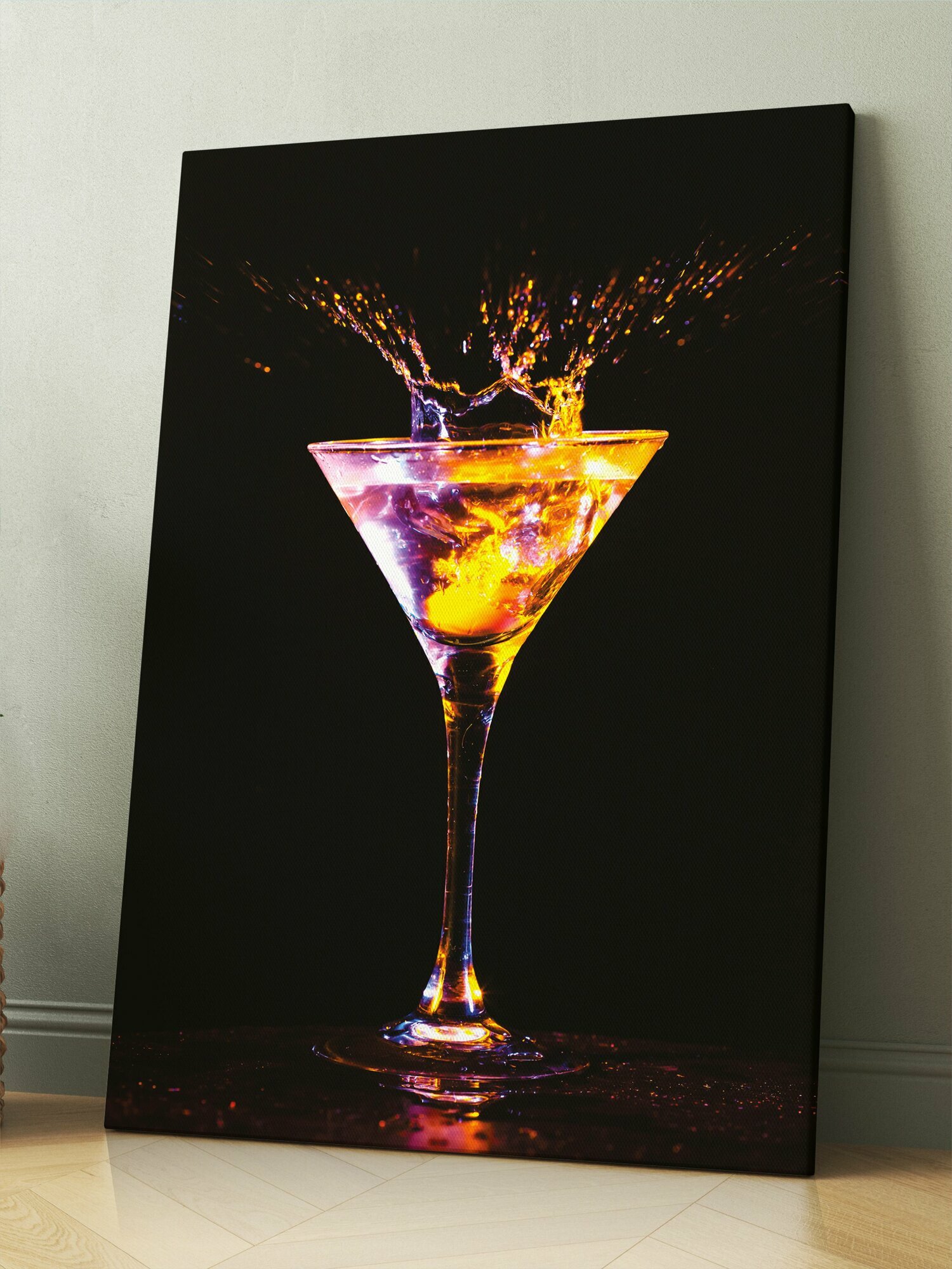 Картина Art IrbisPrint для интерьера натюрморт Коктейль на черном 40х60 см холст на подрамнике из натуральной сосны